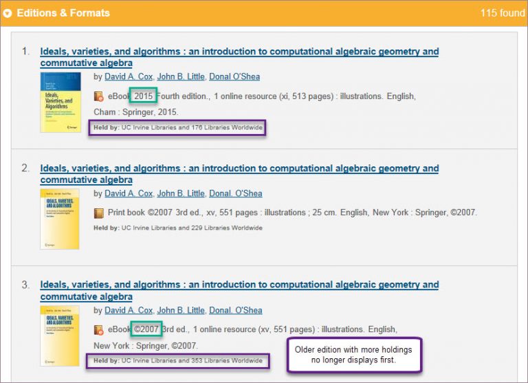 WorldCat Discovery beta: Most recent records display first – California ...